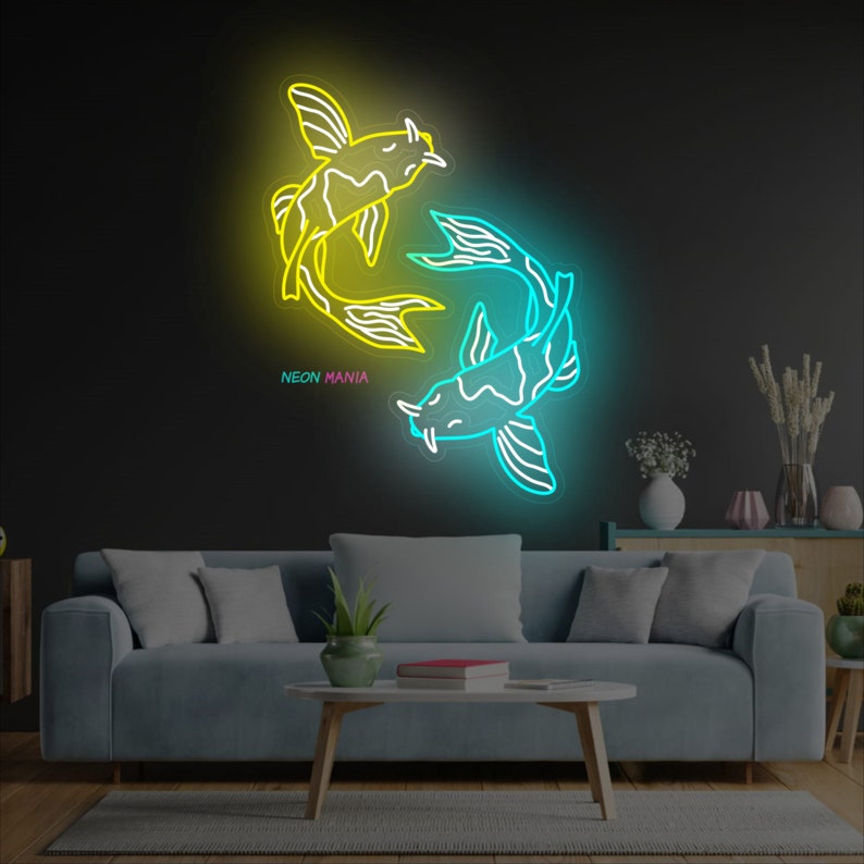 Koi Fish Neon Sign, Japanese Fish Led Light, Koi Carp Neon, Lucky Fish ...