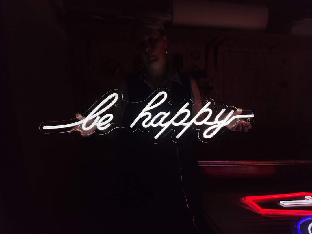 Be Happy Neon Sign, Happiness Led Sign, Happy Led Light, Custom Bar Led ...