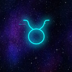 Taurus Zodiac Symbol Neon Sign, Zodiac Sign Led Light, the Bull Neon ...