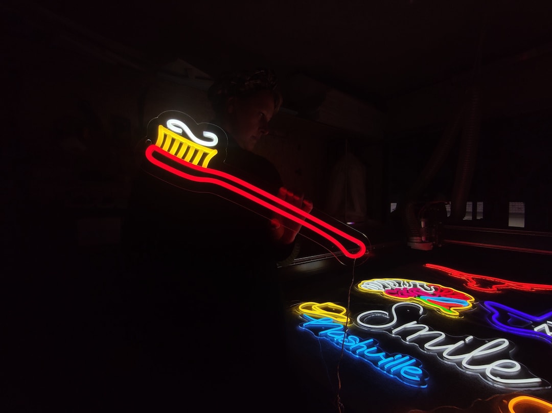 Toothbrush Neon Sign, Teeth Cleaning Led Neon, Dentist Led Light ...