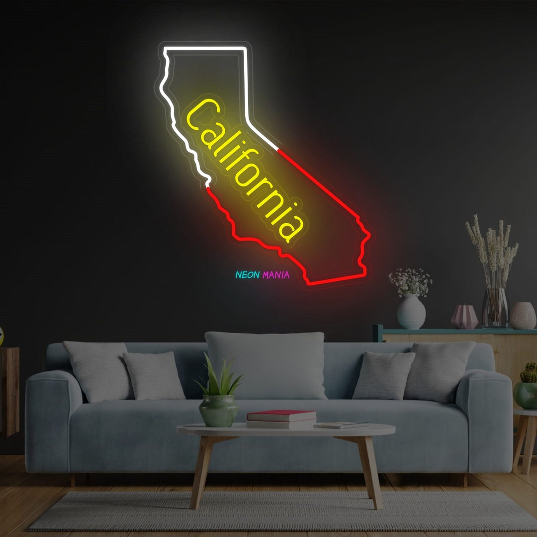 California Map Neon Sign: State in the Western United States. Custom ...