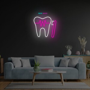 Tooth and Toothbrush Neon Sign: Light up Your Dental Clinic. Dentist ...