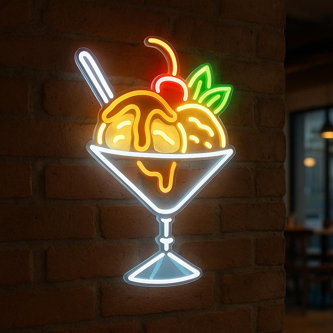Frozen Desserts Neon Sign. Ice Cream Led Sign. Cafe Neon Light. Gift ...