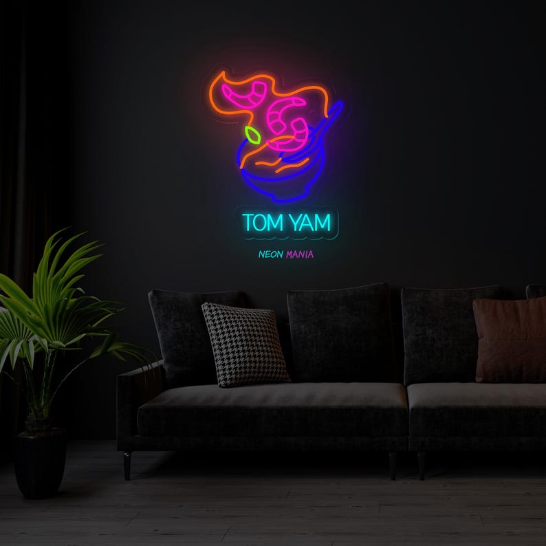 Tom Yam LED Neon Sign. Spicy Thai Soup Wall Decor. Spicy Shrimp Soup ...