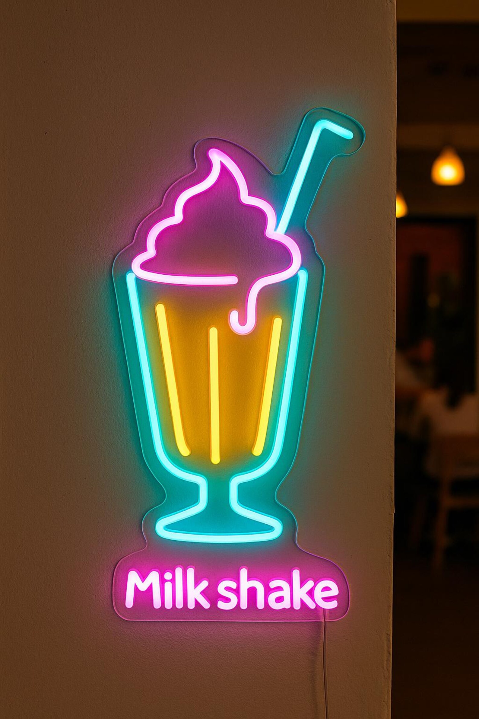 Milkshake Neon Sign. Dairy Product Neon Sign. Cafe LED Decor. Sweet ...