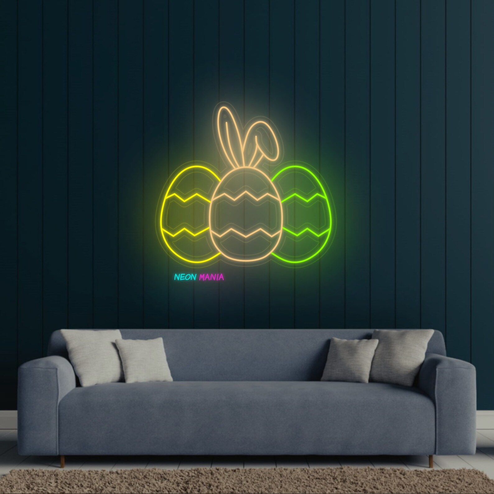 Easter Eggs Neon Sign Easter Decor Led Light Custom Bunny - Etsy