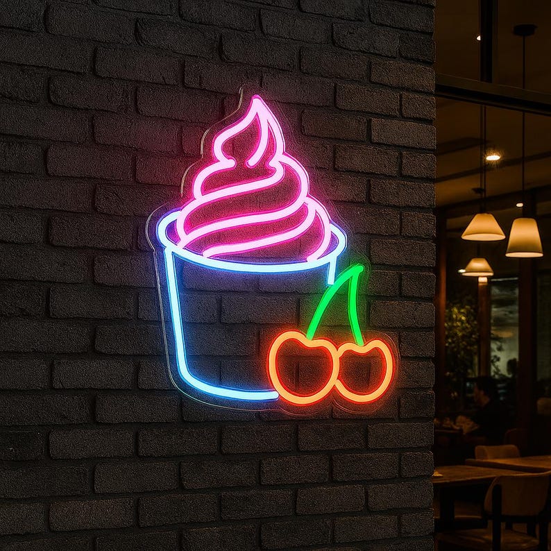 Frozen Desserts Neon Sign. Ice Cream Led Sign. Cafe Neon Light. Gift ...