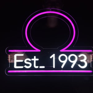 Libra Zodiac Symbol Neon Sign, Zodiac Sign Led Light, the Balance Neon ...