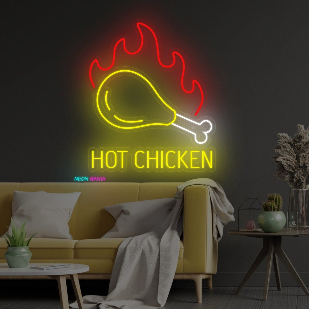 Hot Chicken Neon Sign Chicken Leg Neon Light Fried Chicken - Etsy