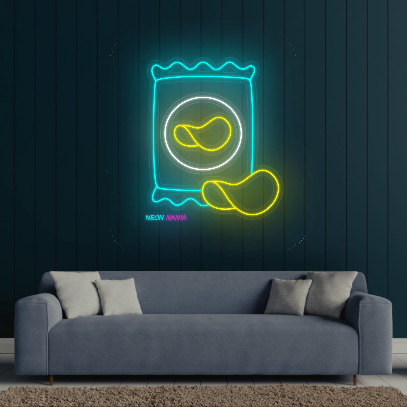 Chips Neon Sign Crisps Led Light Potato Chips Bag Neon - Etsy