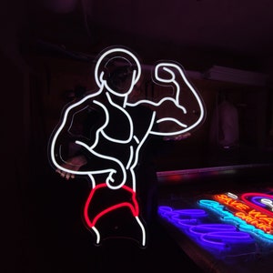 Athlete Neon Sign, Sportsman Neon Light, Man With Muscles Led Night ...