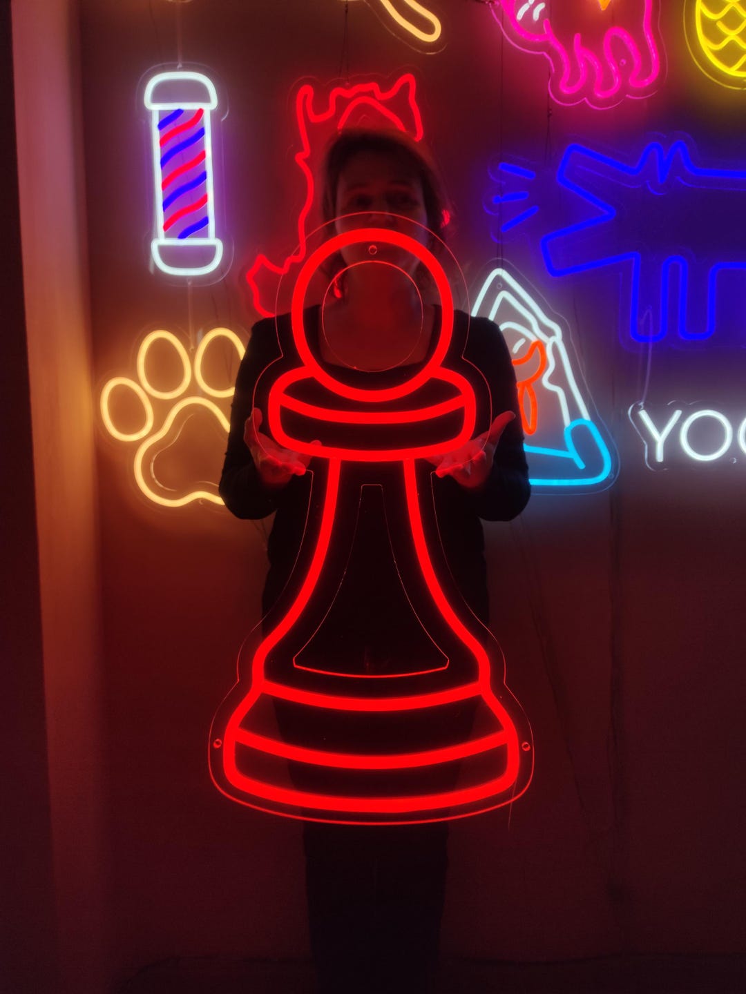 Chess Pawn Neon Sign, Chess Club Led Light Sign, Custom Chess Pieces ...