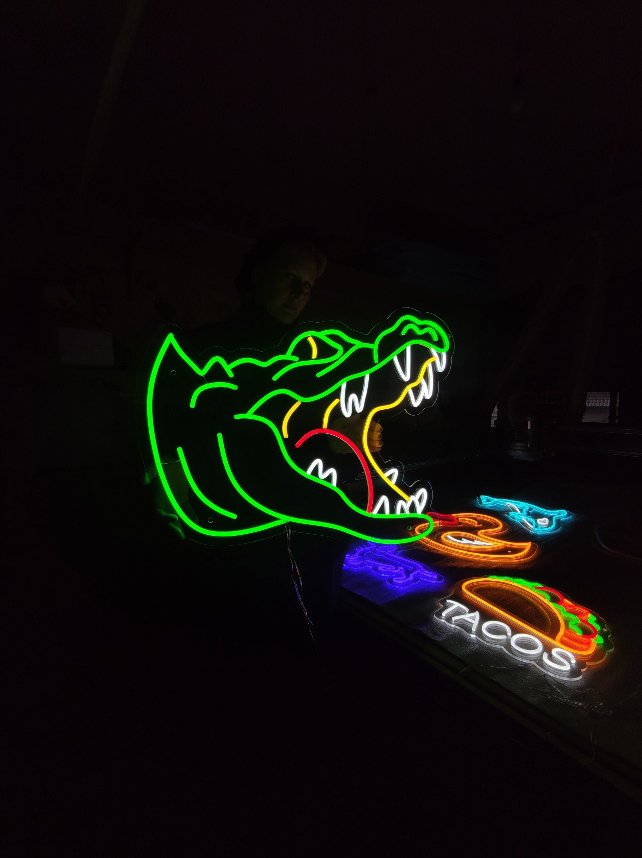 Crocodile Neon Sign Alligator Led Neon Light Croc Led Light - Etsy UK
