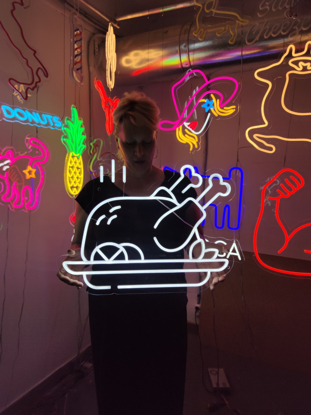 Chicken Neon Sign: Light up the School Cafe, Dining Room. Custom ...