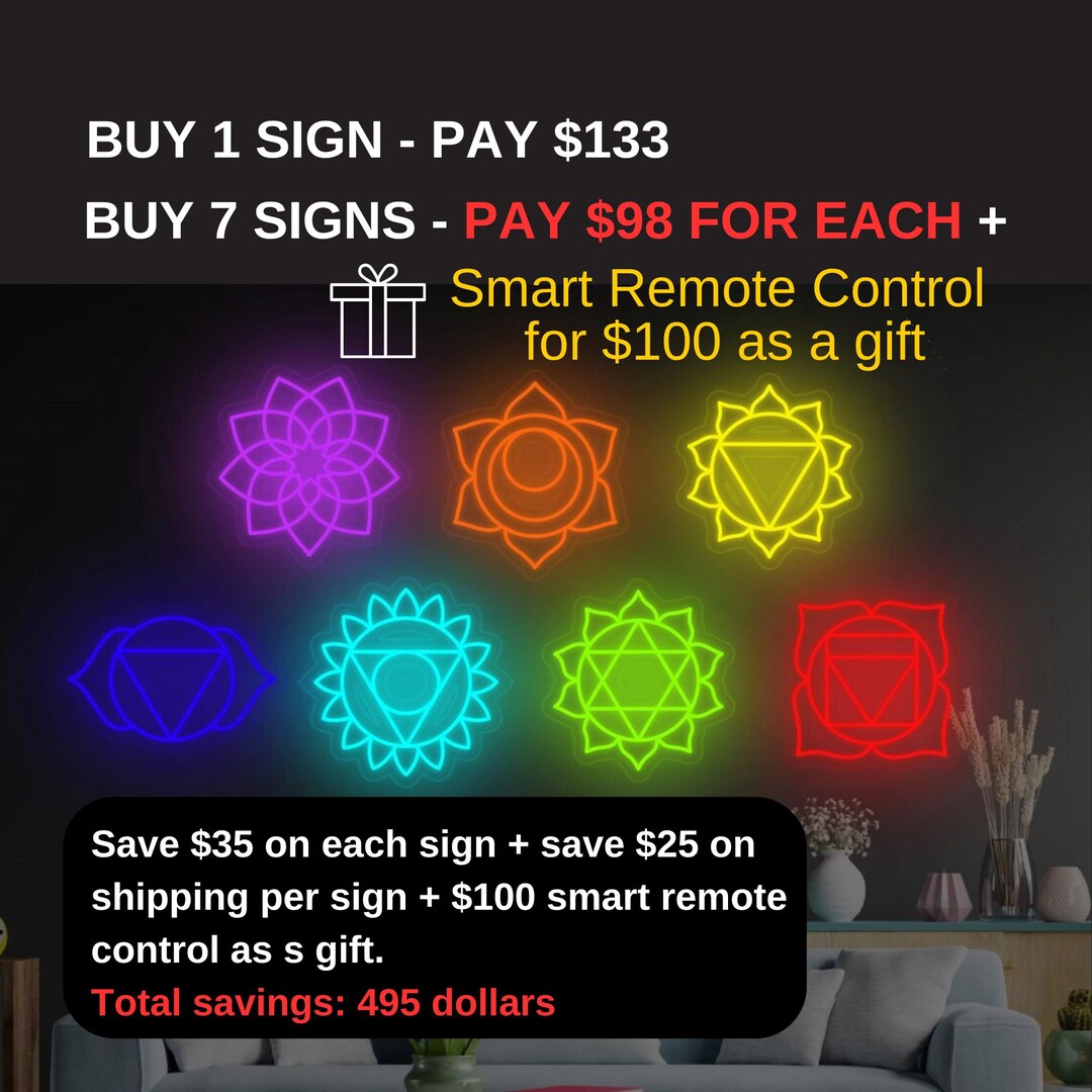 Custom Chakra Neon Sign: Balance Your Energy, Yoga Studio Decor - Etsy
