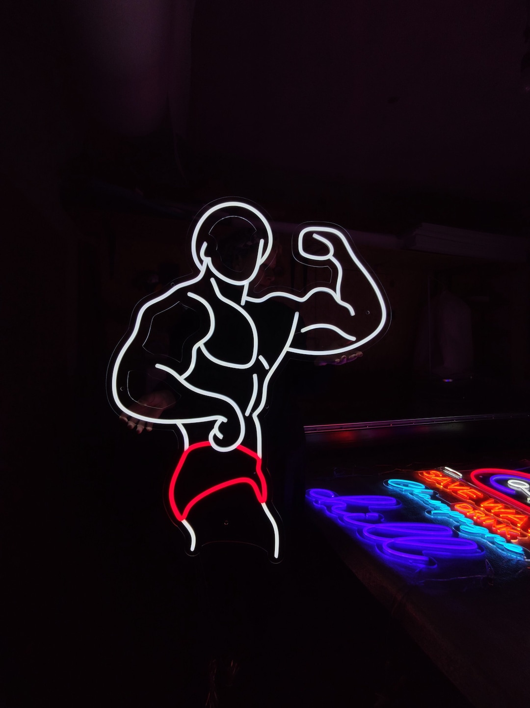 Athlete Neon Sign Sportsman Neon Light Man With Muscles Led - Etsy