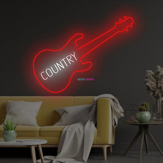 Country Neon Sign the Guitar Led Sign Western Decor Sign - Etsy