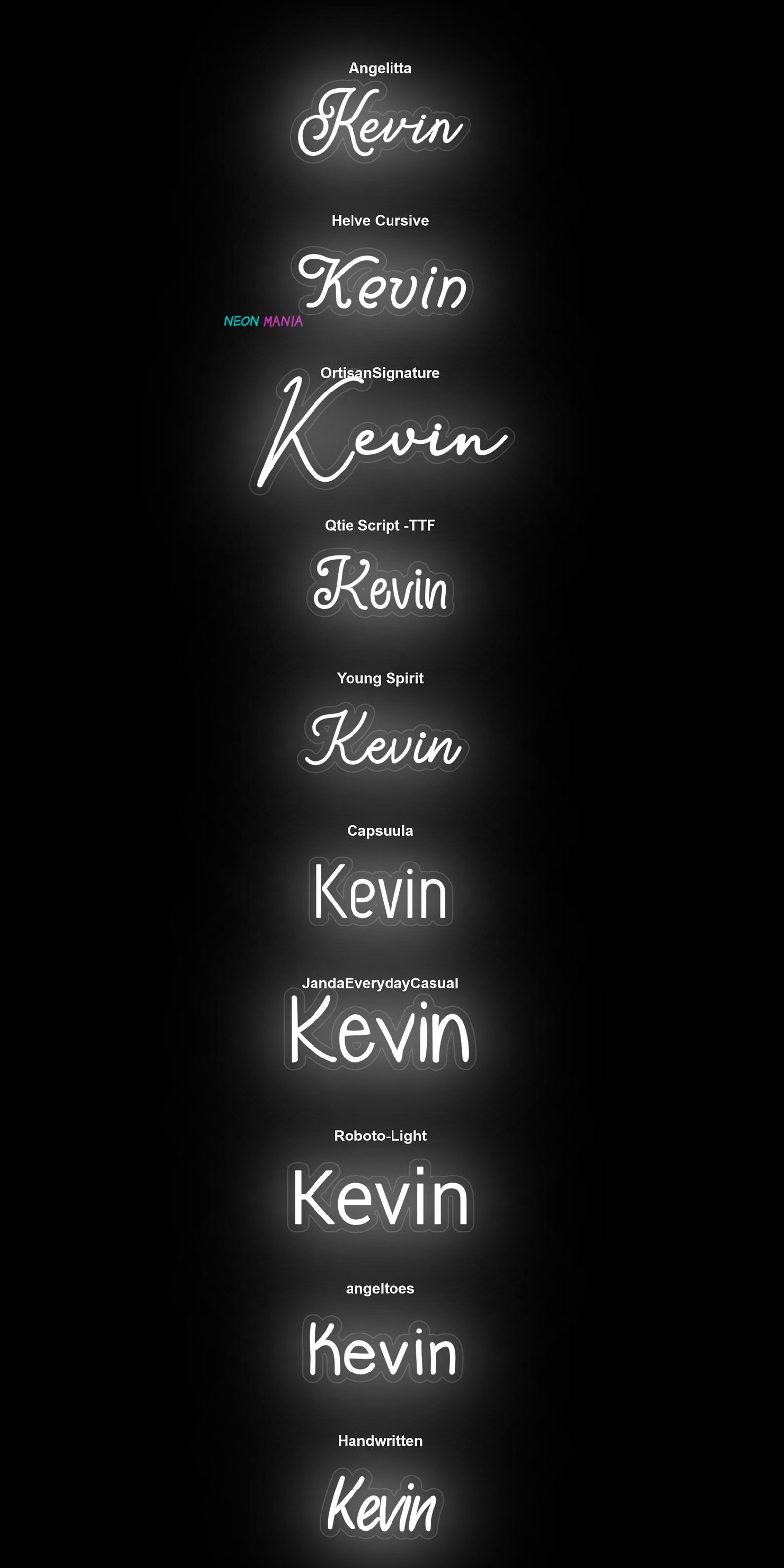 Kevin Name Neon Sign Kevin Led Neon Sign Custom Name Neon | Etsy