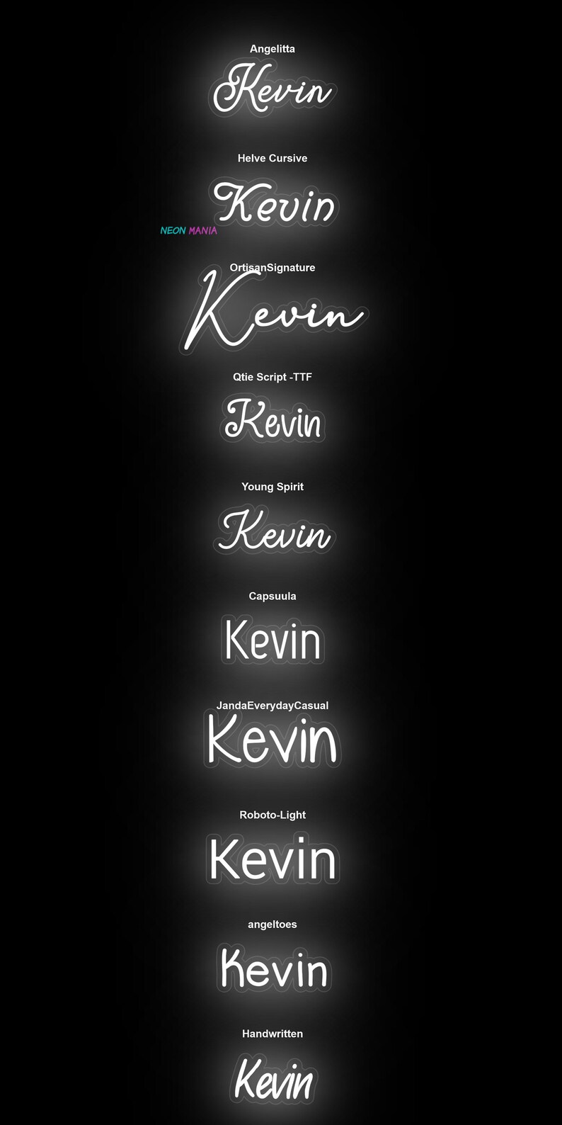 Kevin Name Neon Sign Kevin Led Neon Sign Custom Name Neon - Etsy