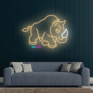 Rhinoceros Neon Sign, Rhino Led Neon, Animal Light Sign, Custom Wild ...