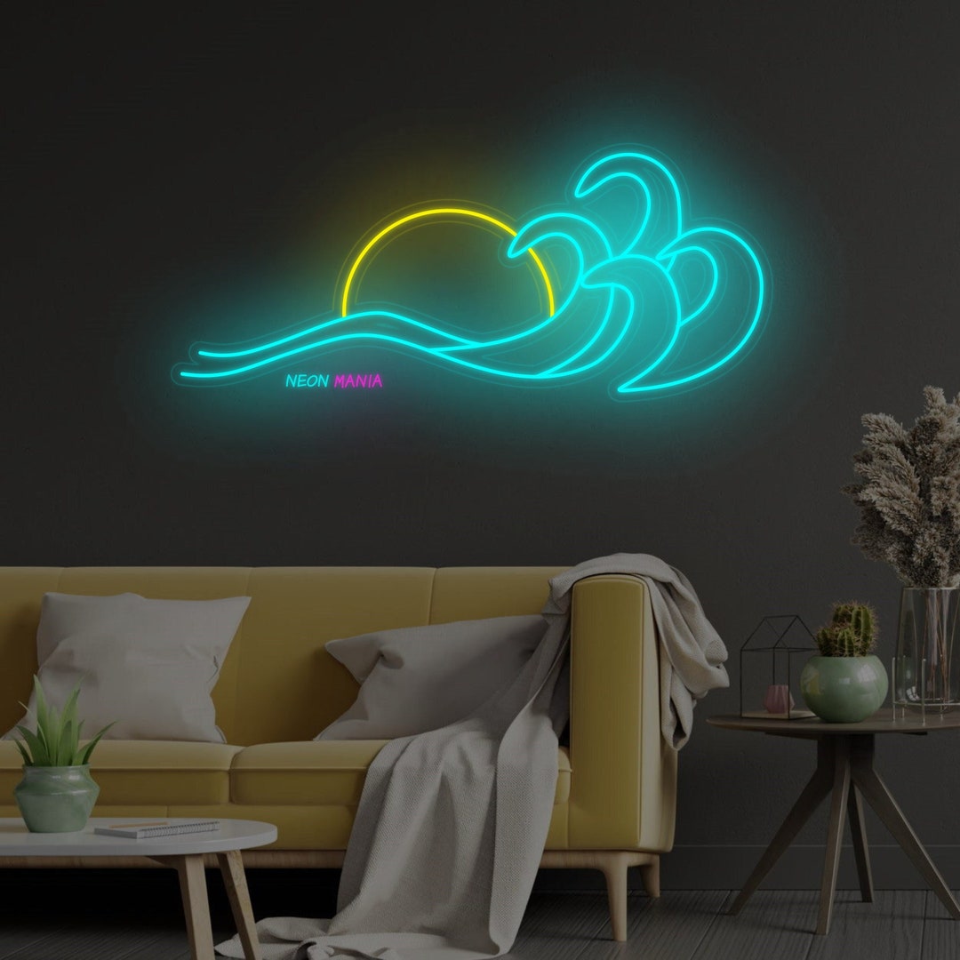 Sun Behind Waves Neon Sign Sunset Neon Light Sunrise Led - Etsy