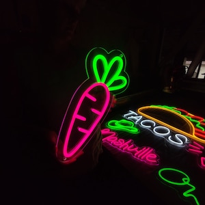 Carrot Neon Sign, Vegetable Neon Light for Kitchen Decor, Custom Carrot ...