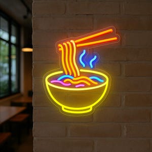 Noodles Neon Sign. LED Restaurant Decor. Chef Gift Idea. Chinese Food ...