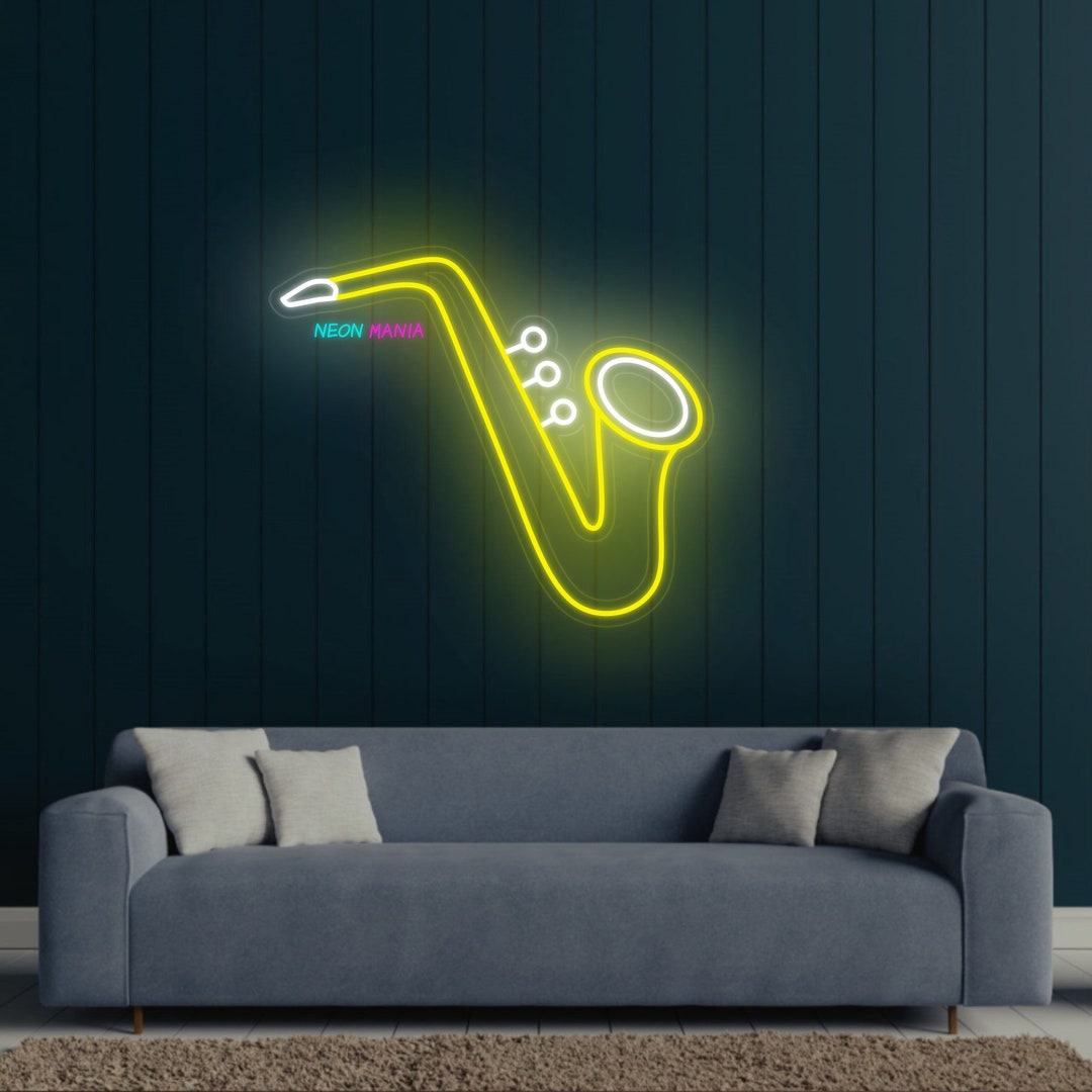 Letrero de neón de saxofón, luz led musical, letrero de luz de saxofón ...