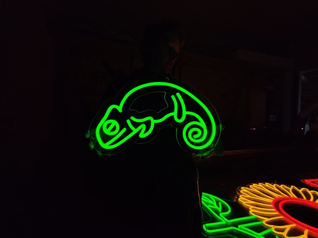Сhameleon Neon Sign Multicolor Chameleon Led Neon Sign - Etsy