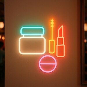 Cosmetology Salons Neon Sign. Wellness Centers Light. Girl With Flower ...