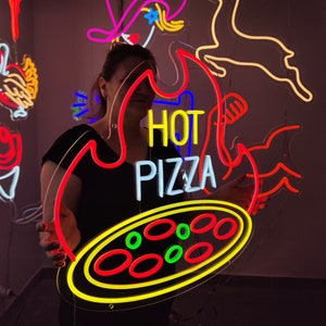 Pizza Neon Sign, Big Hot Pizza Neon Lights, Custom Wall Decor for ...