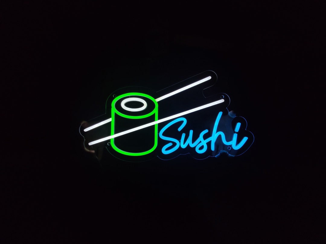 Sushi Neon Sign Sushi Roll Set Neon Lights Japanese - Etsy