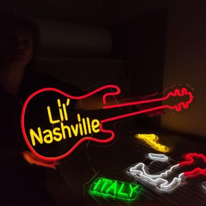 Country Neon Sign, the Guitar Led Sign, Western Decor Sign, Custom Bar ...