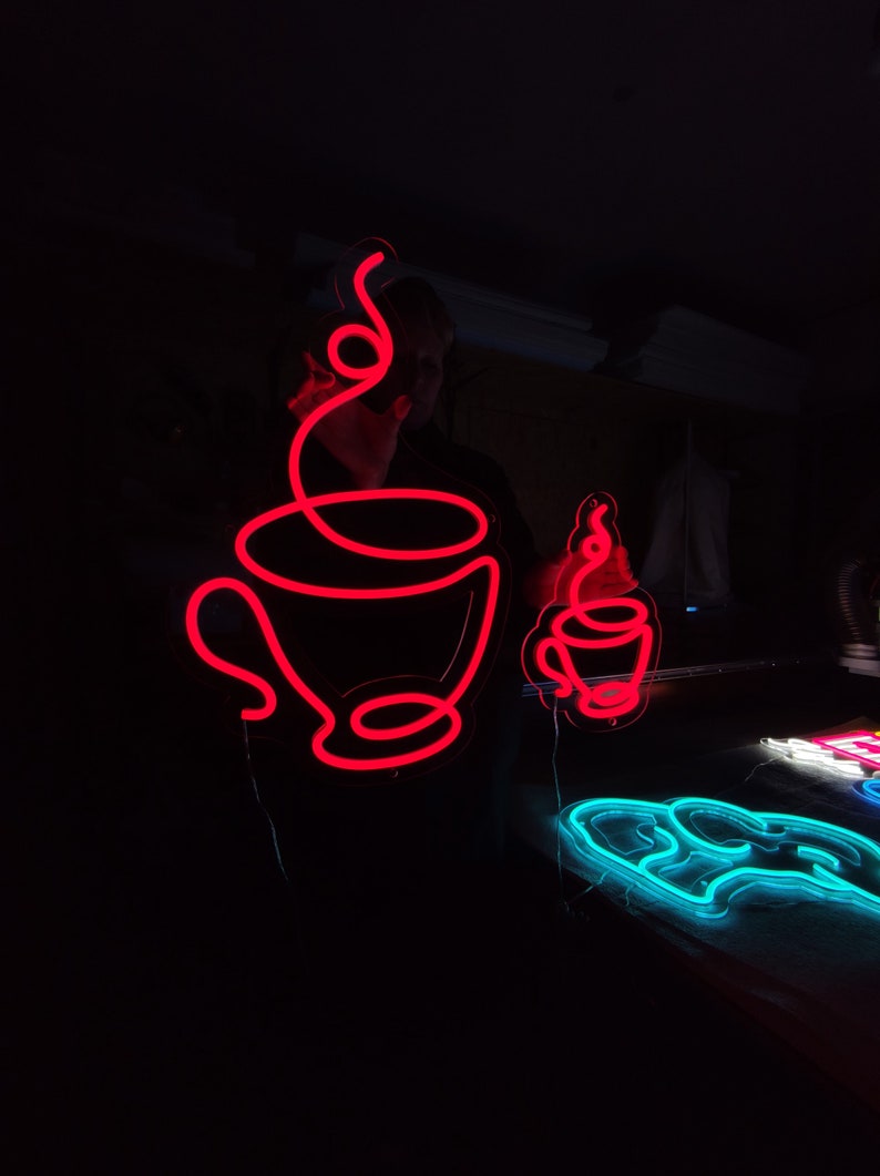 Cup Neon Sign Coffee Cup Led Neon Sign Tea Cup Neon Lights - Etsy