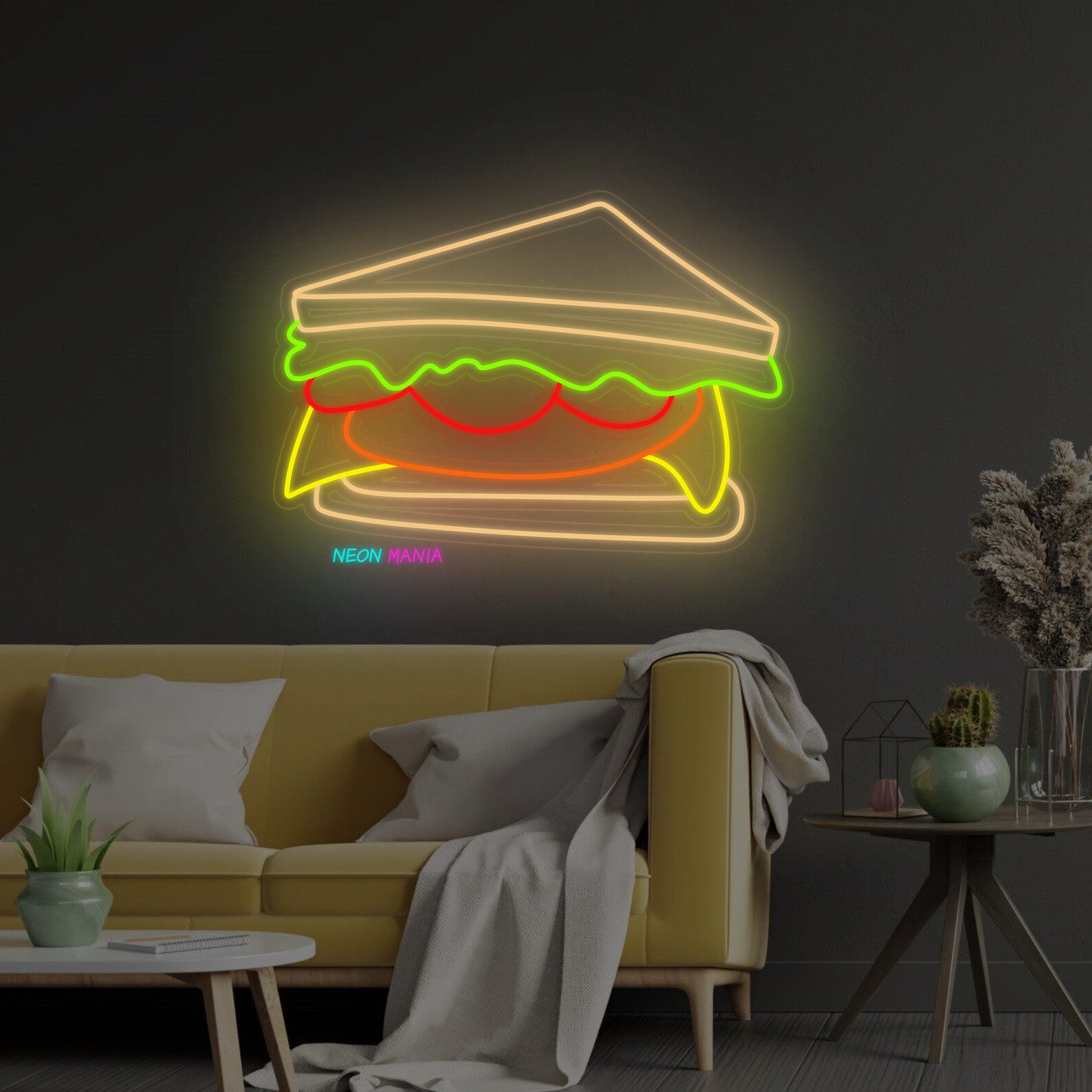 Sandwich Neon Sign, Burger Led Light Sign, Fast Food Neon Light, Custom ...