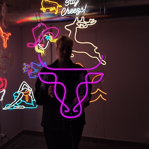 Bull Neon Sign, Bull Head Led Neon, Bull Light Sign, Animal Sign, Texas ...