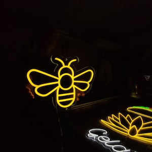 Bee Neon Sign, Bee Led Neon Light, Api Honeybee Led Night Light up for ...