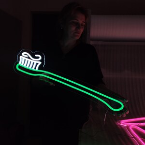 Toothbrush Neon Sign, Teeth Cleaning Led Neon, Dentist Led Light ...