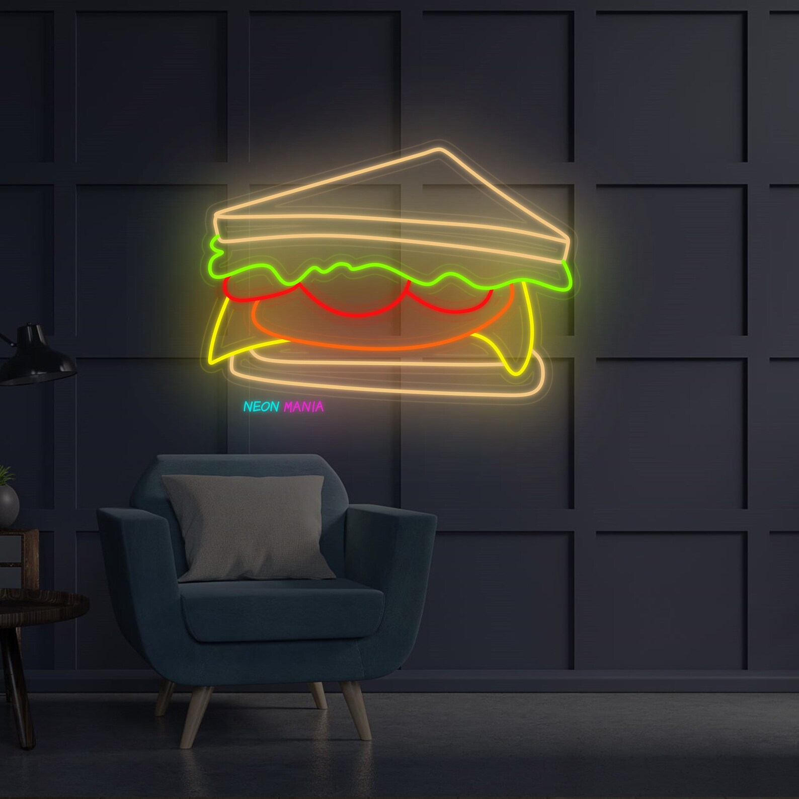 Sandwich Neon Sign, Burger Led Light Sign, Fast Food Neon Light, Custom ...