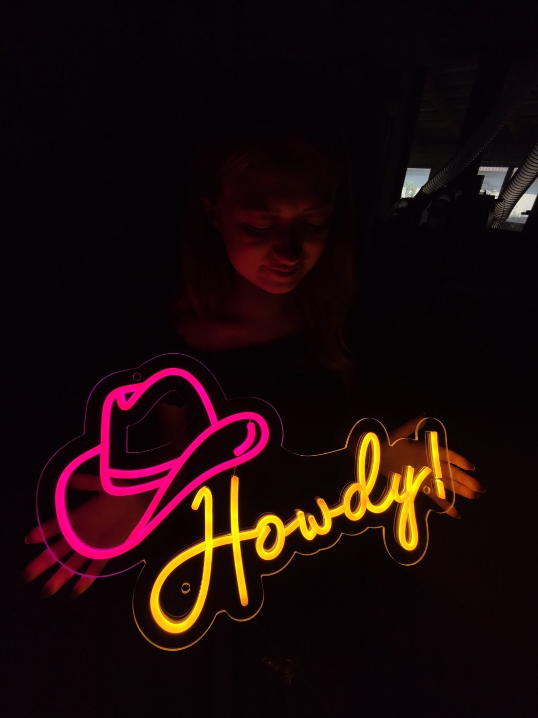 Howdy Neon Sign, Led Cowboy Hat Sign, Western Led Sign, North American ...