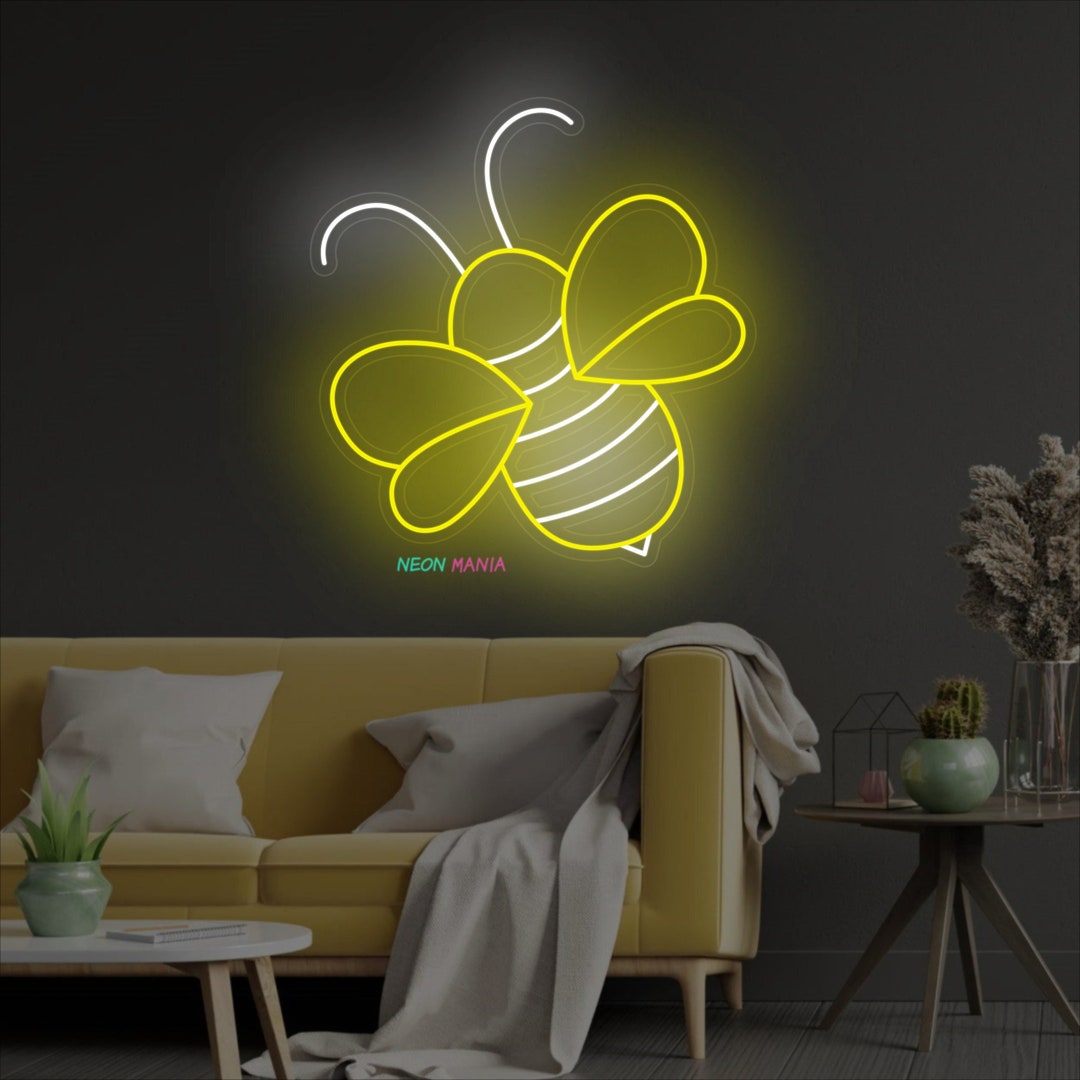 Bee Neon Sign, Bee Led Neon Light, Api Honeybee Led Night Light Sign ...