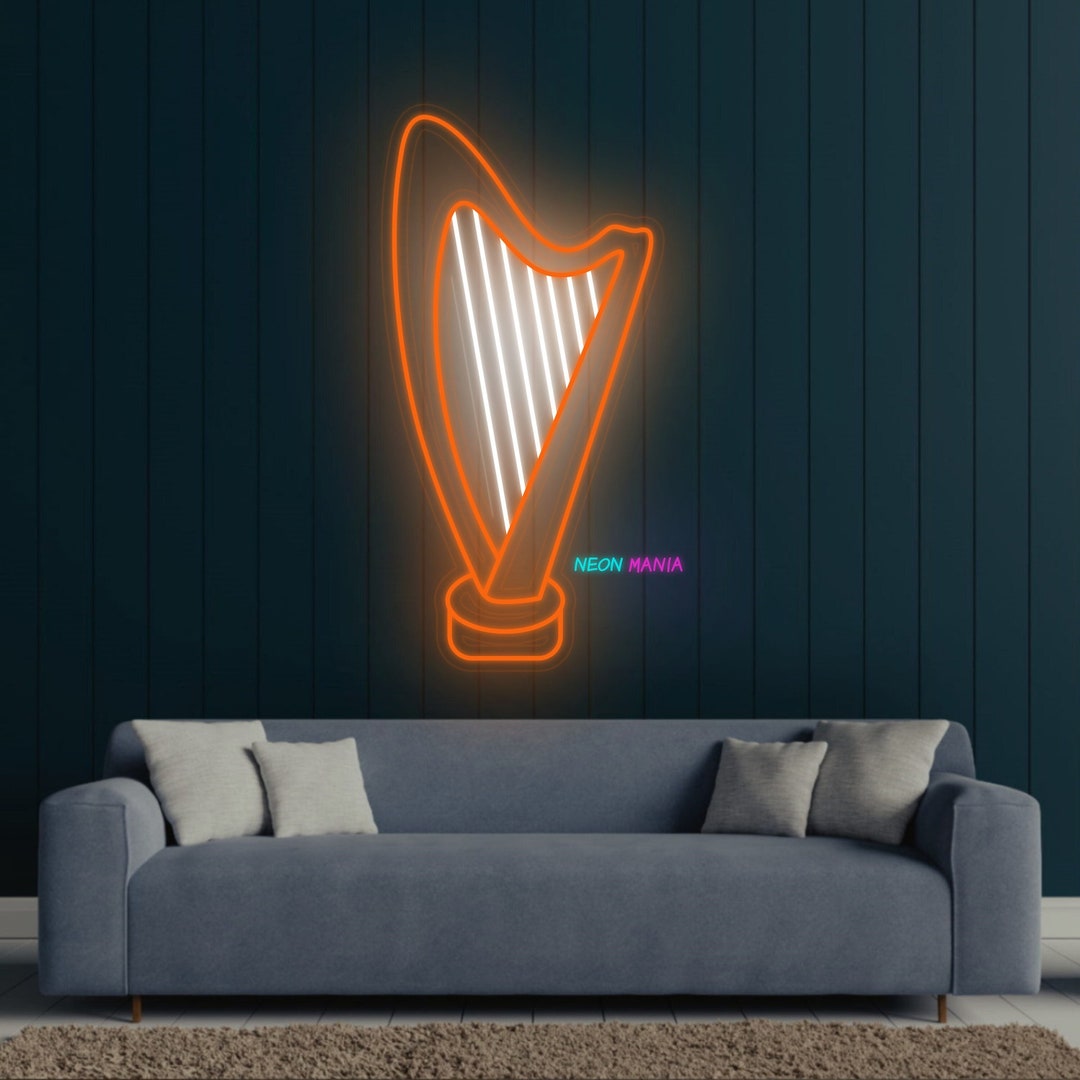 Harp Neon Sign, a Stringed Musical Instrument Led Light, Orchestra ...