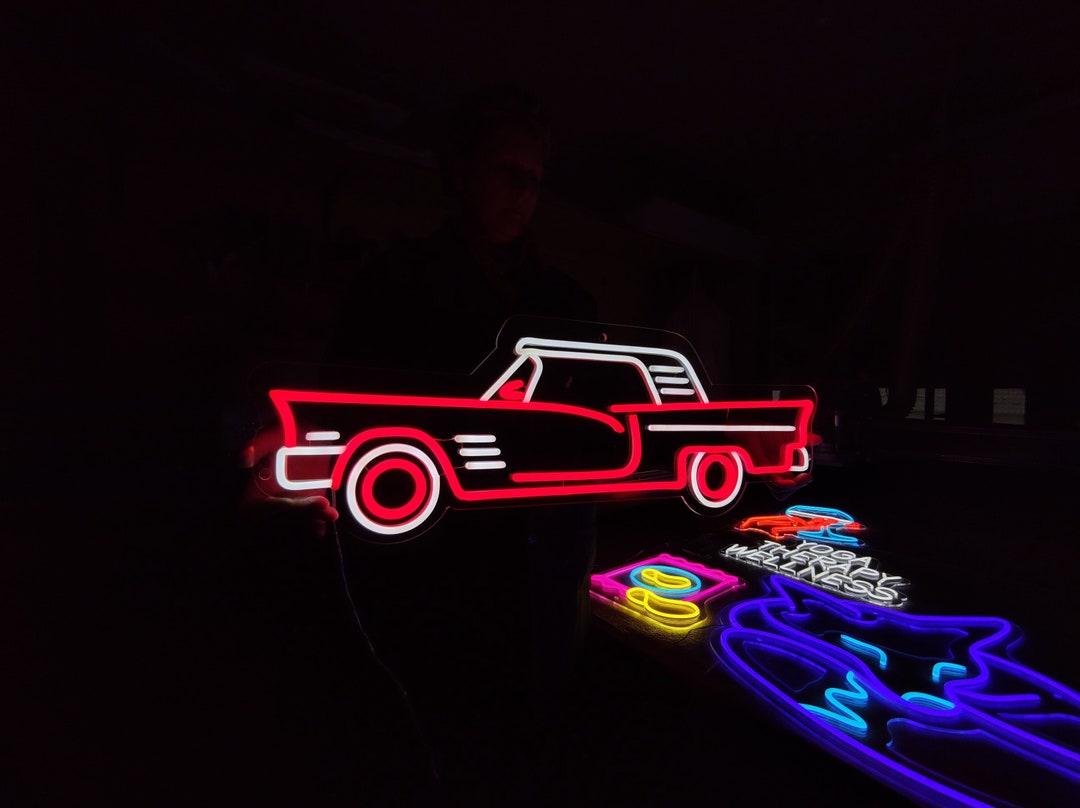 Car Neon Sign, Custom Vintage Led Light up for Bedroom Salon Bar Gym ...