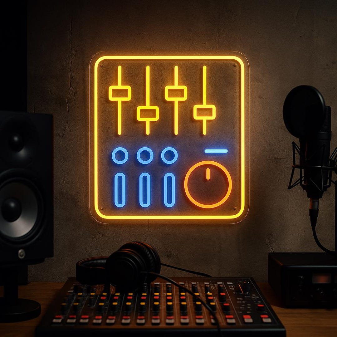 Music Studio Neon Sign. Recording in Progress, Sound On, Microphone ...