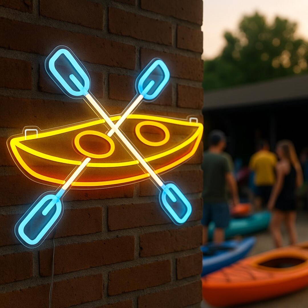 Kayak Neon Sign: Light up Your Water Fun. Water Sport Led Neon. Canoe ...
