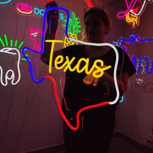 Texas Neon Sign, Texas Map Led Neon, Western Led Light, Light Sign ...