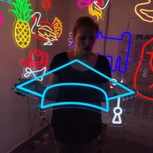 Square Academic Cap Neon Sign, Graduation Cap Sign, Custom Accessory ...