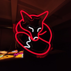 Fox Neon Sign, Sleeping Fox Light up Sign, Animal Led Light, Animal ...