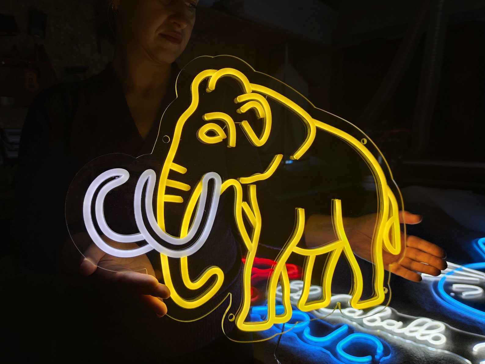 Mammoth Neon Sign, Animal Light Sign, Zoo Animal Led Neon, Circus Decor ...
