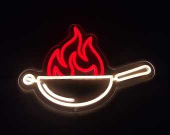 Wok Led Neon Sign, Frying Pan Neon Sign, Take Out Led Neon Light, Wok ...